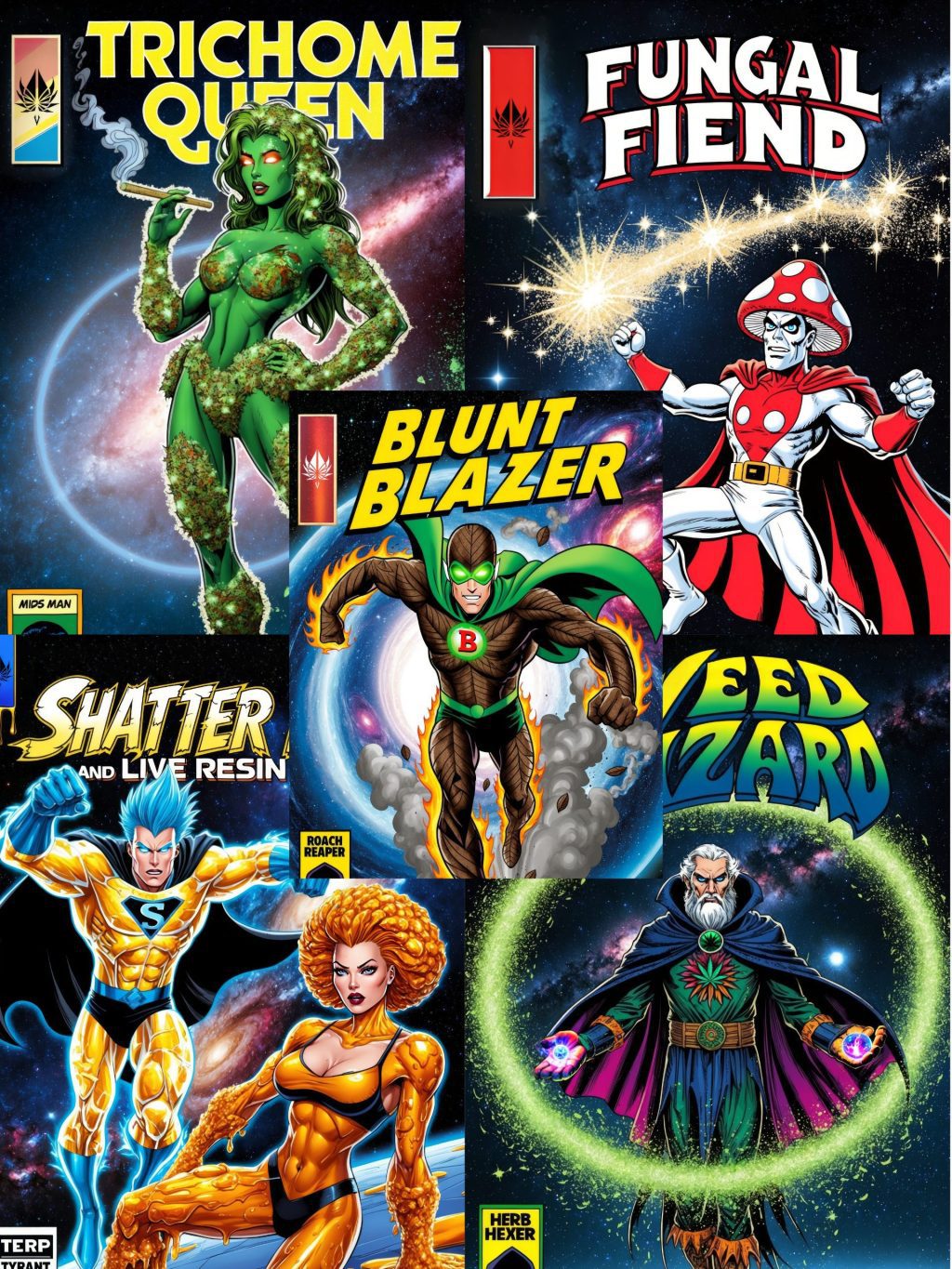 COMIC WEED POSTER PACK - 5 POSTERS - WeedPosters.io